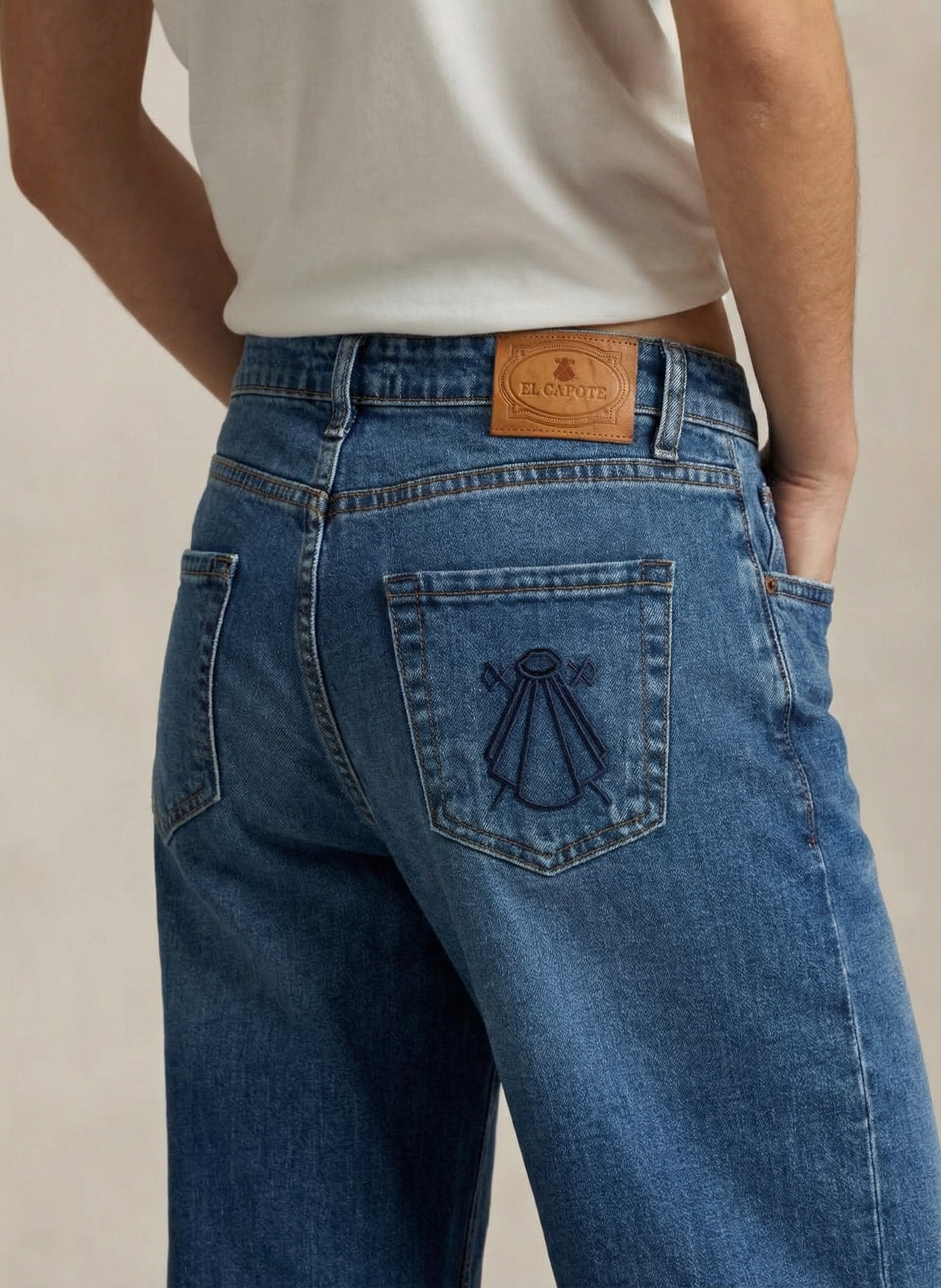 Pantalón Azul Vaquero pierna Ancha Mujer – El Capote